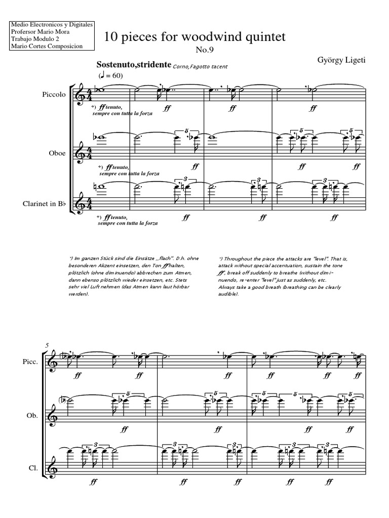 Woodwind Quintet No. 9 by György Ligeti: A Study in Complex Rhythmic ...