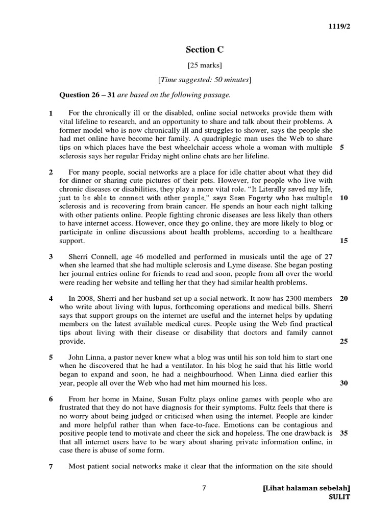 ENGLISH SPM Section C 2 | PDF | Support Group | Social Networking Service