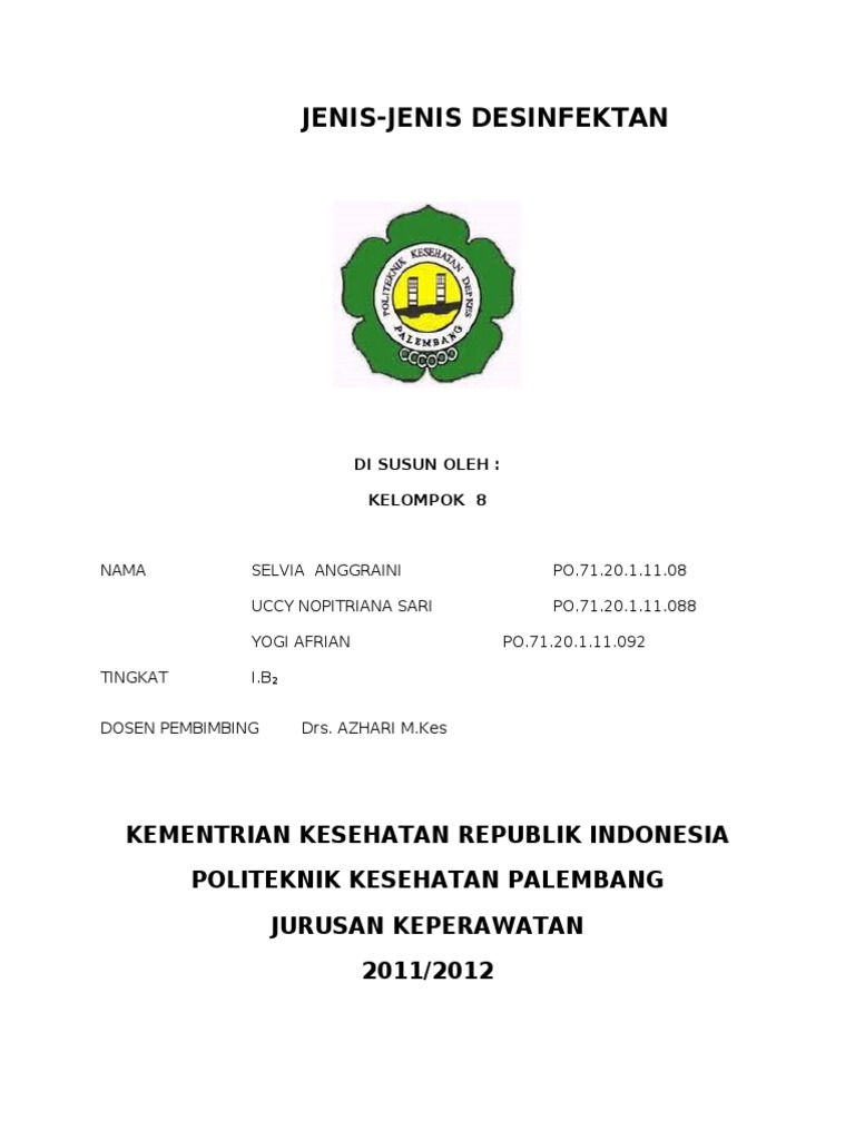 Jenis-Jenis Desinfektan | PDF