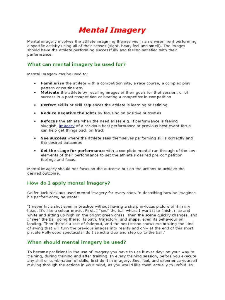 Mental Imagery Notes | PDF | Relaxation (Psychology) | Mental Image