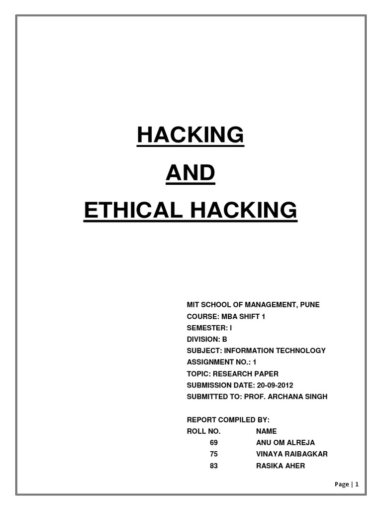 Hacking And Ethical Hacking Pdf Security Hacker White Hat Computer Security