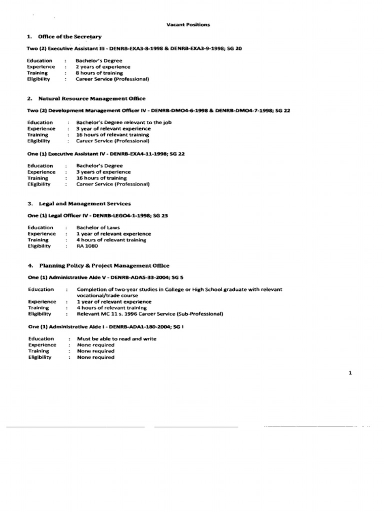 DENR Vacant Plantilla Position | Bachelor's Degree | Academic Degree