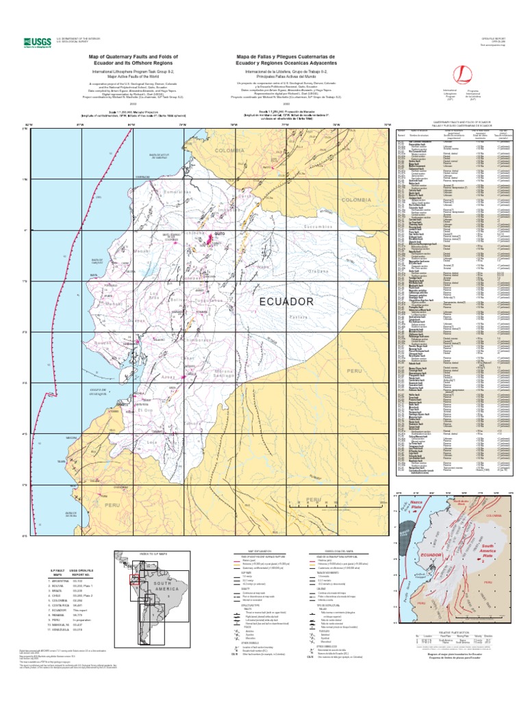 Mapa de Fallas Del Ecuador | Falla (geología) | Encuesta geológica de ...