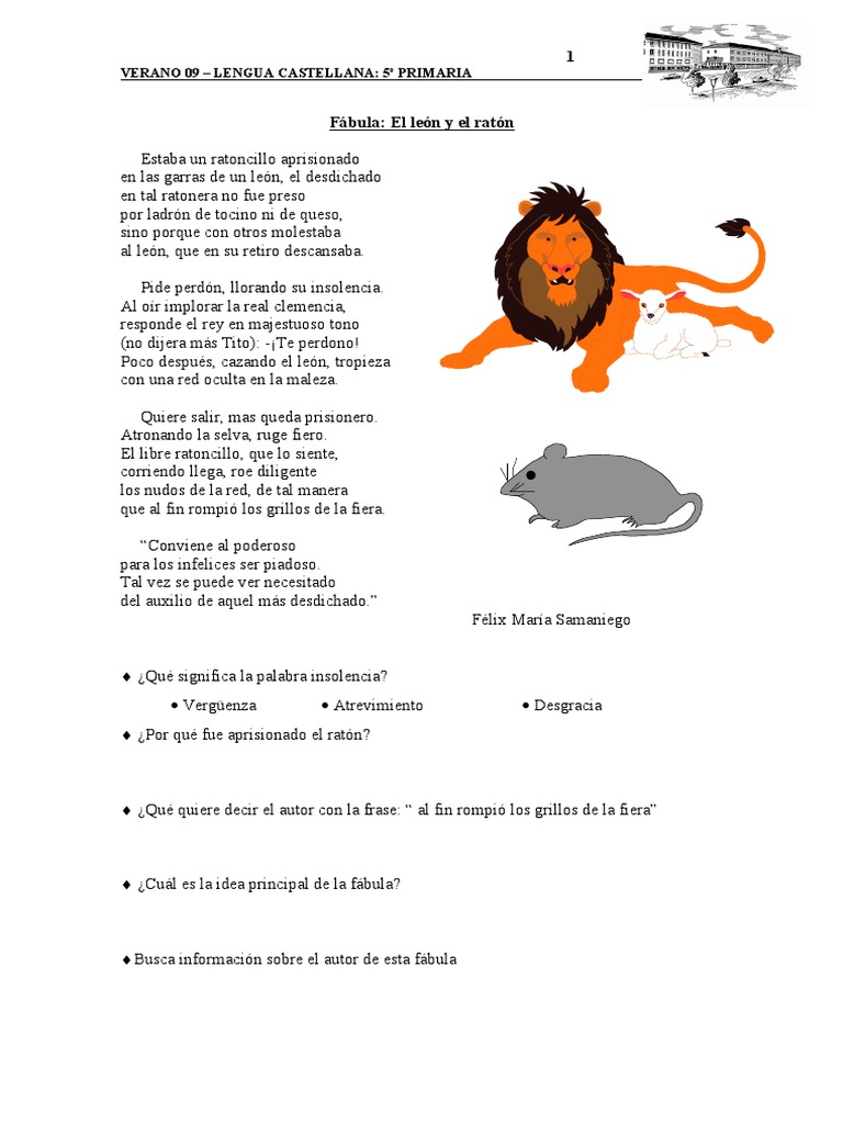 Fábulas y ejercicios de lengua 5º primaria | PDF
