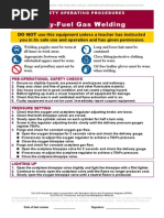 Safe Operating Procedures 15 Oxy Acetylene Sets Cutting and Welding ...