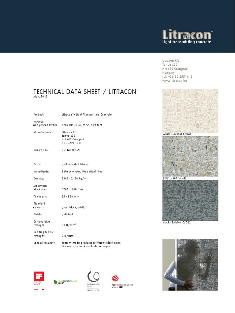 Litracon Data Sheet 2010 | PDF | Computers | Technology & Engineering