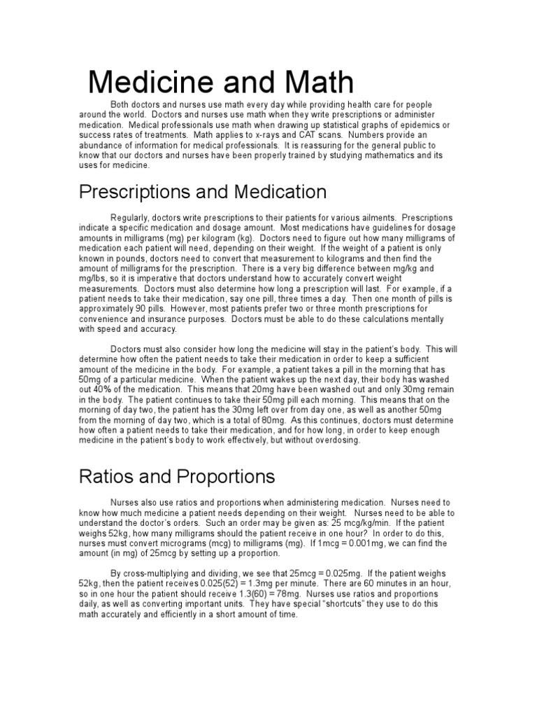 Math in Medicine | PDF | Body Mass Index | Dose (Biochemistry)