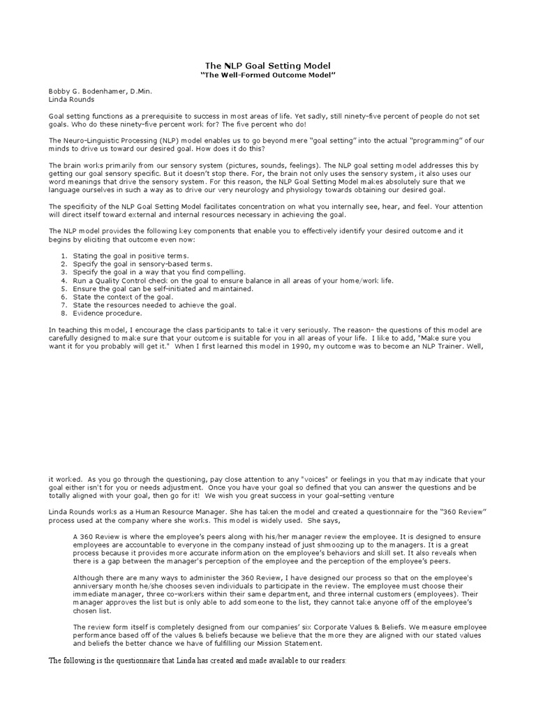 The Principles of NLP | PDF