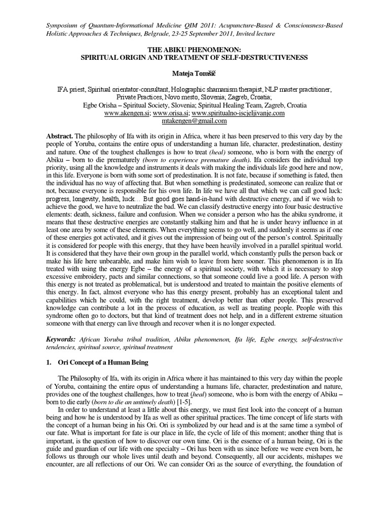 Abiku Phenomenon PDF | PDF