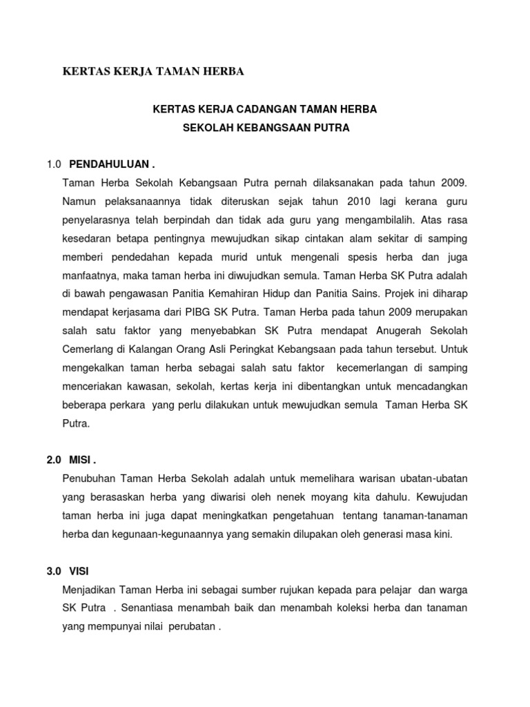 Kertas Kerja Taman Herba | PDF