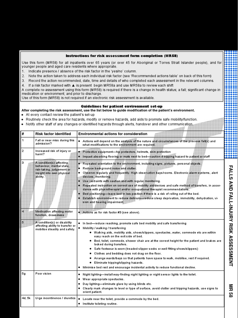 Attach 5 Falls Risk Assessment Form PDF | PDF | Physical Therapy ...