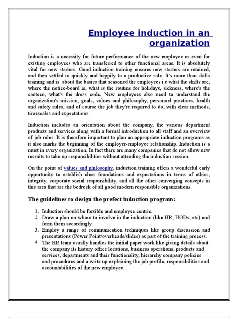 New Employee Induction Report Guide | PDF | Employee Retention | Employment