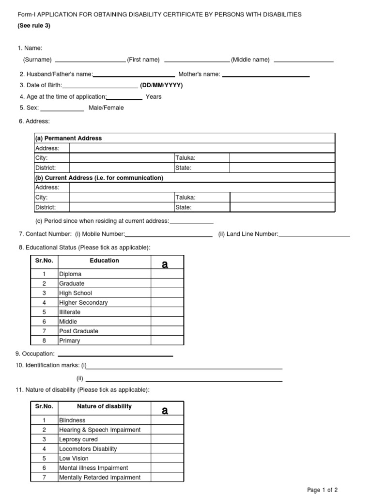 Di Form I Templat | PDF | Visual Impairment | Disability