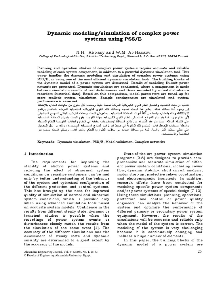 Dynamic Modeling of Complex System Using PSSE | Download Free PDF | Electric Power System ...