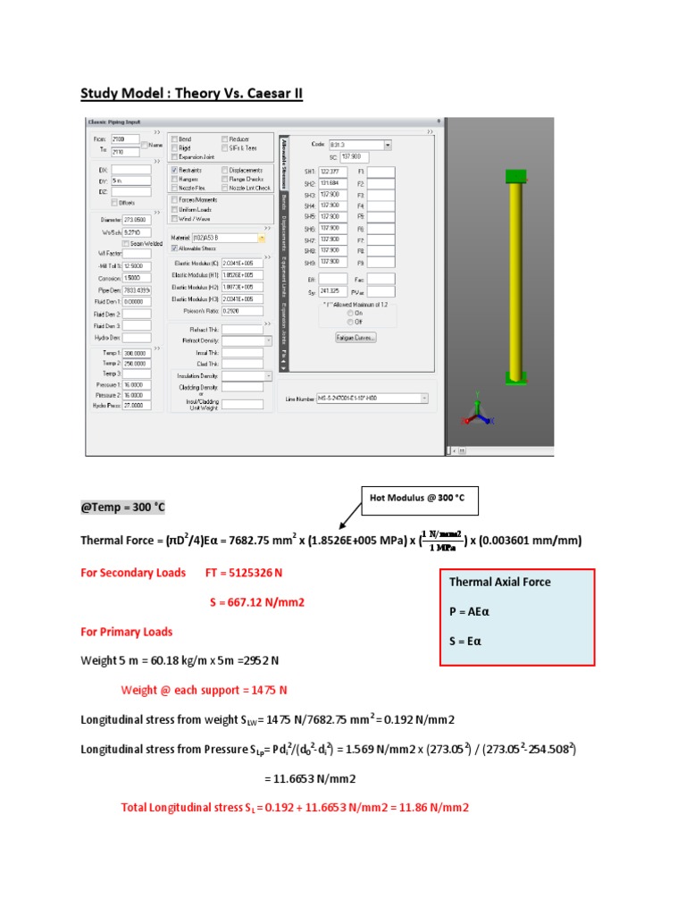 Example From Theory To Caesar II | PDF | Stress (Mechanics) | Corrosion