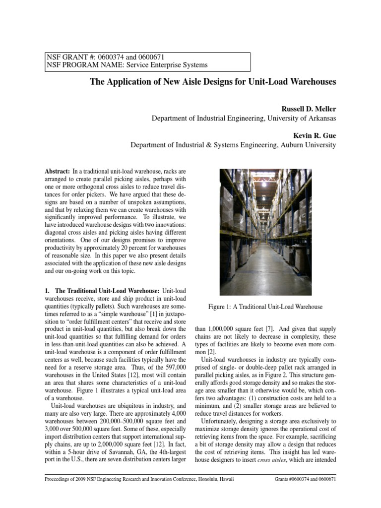 The Application of New Aisle Designs For Unit-Load Warehouses | PDF ...