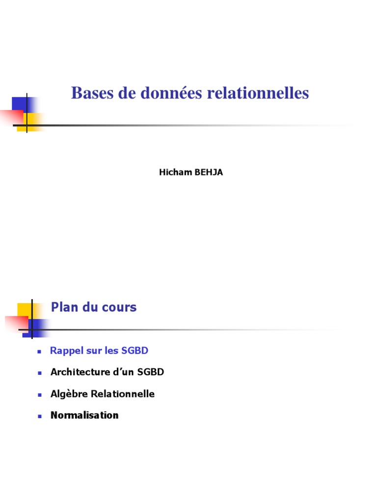 Base de Données Relationnelles | PDF | Modèle relationnel | Bases de données