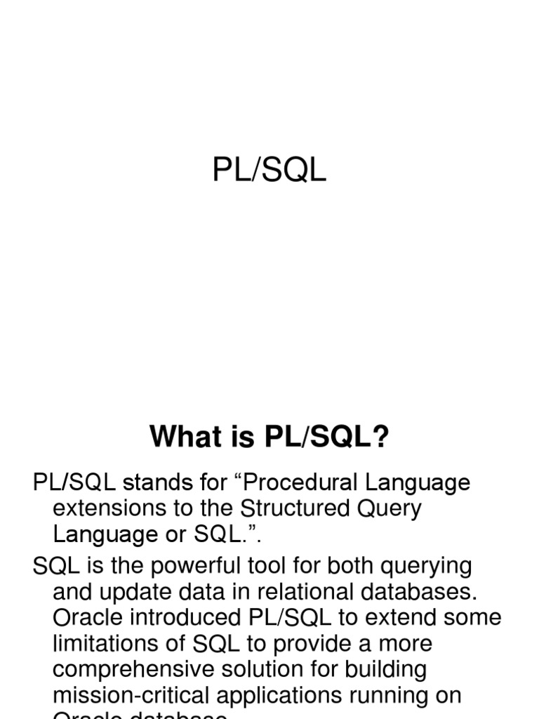 PLSQL | PDF | Pl/Sql | Sql