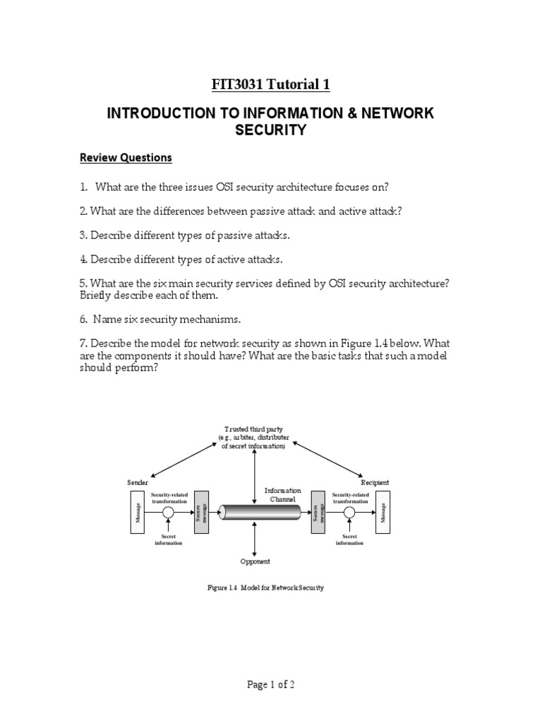 FIT3031 Tutorial 1 Introduction To Information & Network Security | PDF ...