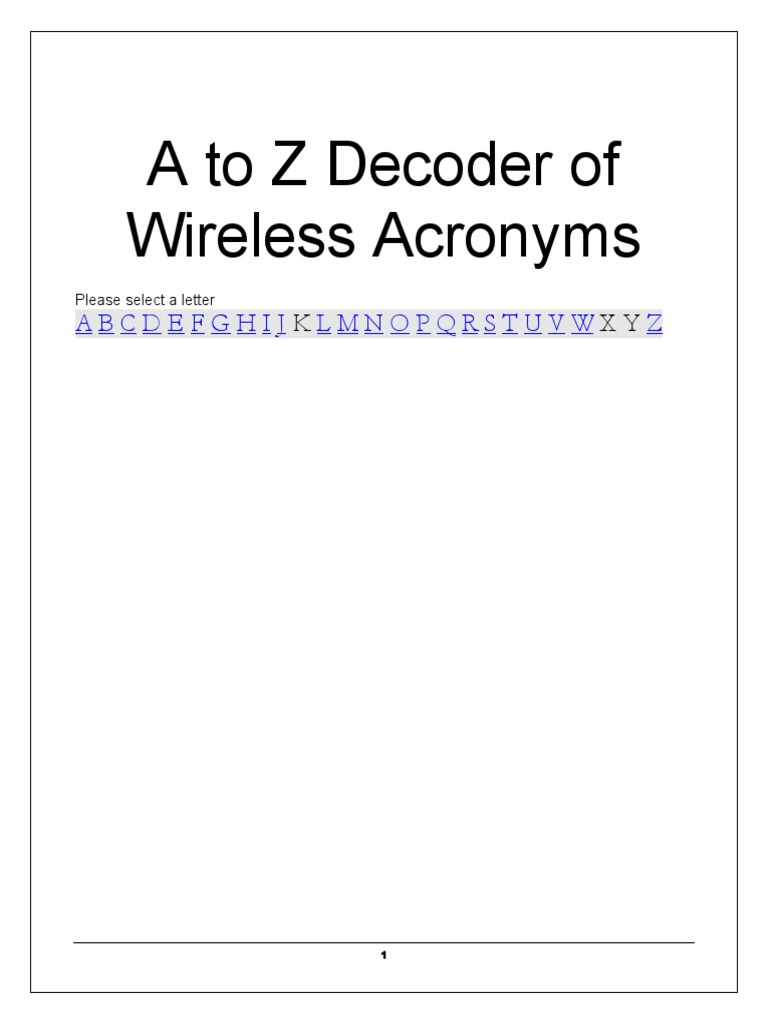 A to Z Wireless Acronyms Decoder | PDF | Ieee 802.11 | Wireless Lan