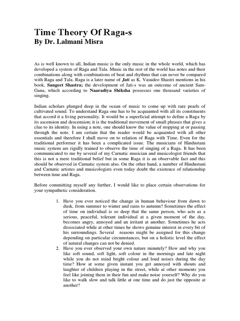 Time Theory of Raga | Classical And Art Music Traditions | Classical Music