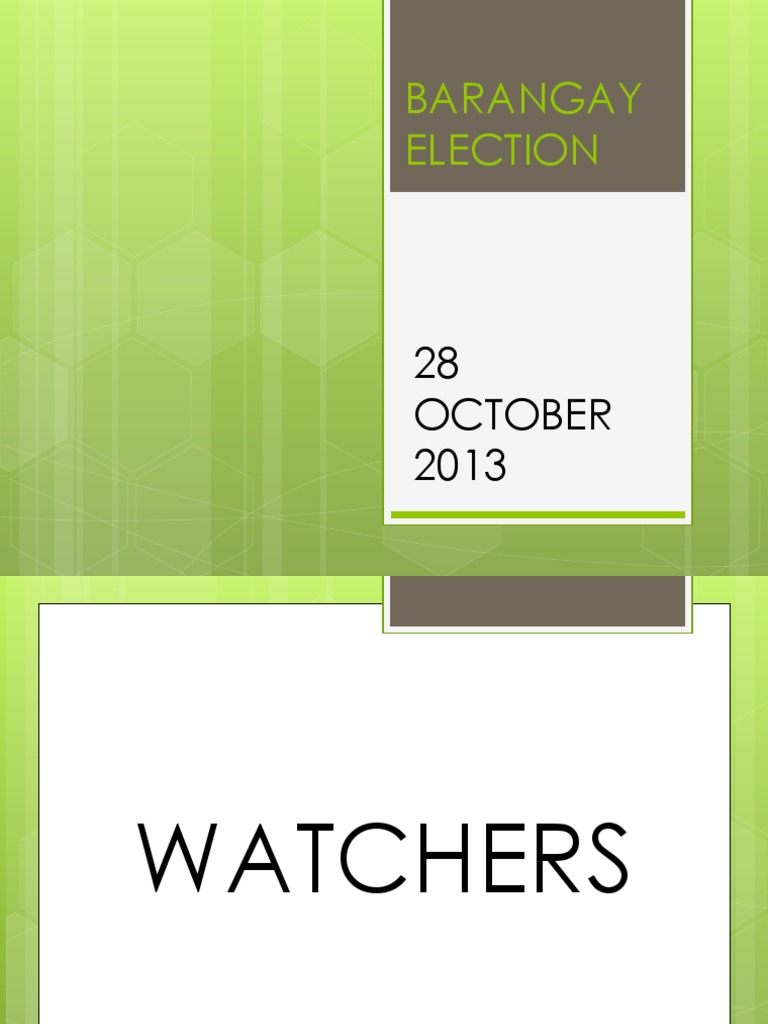 Barangay Election: 28 October 2013 | PDF | Ballot | Voting