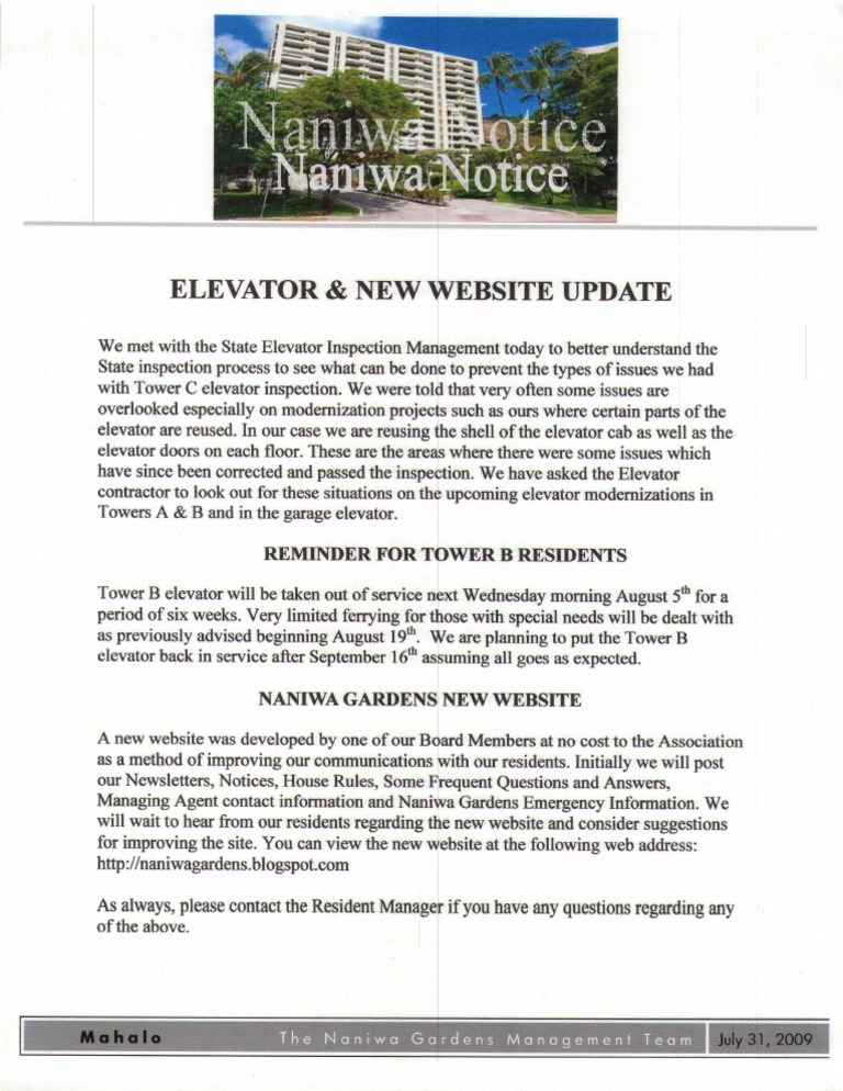 NG Elevator & Website Notice | PDF