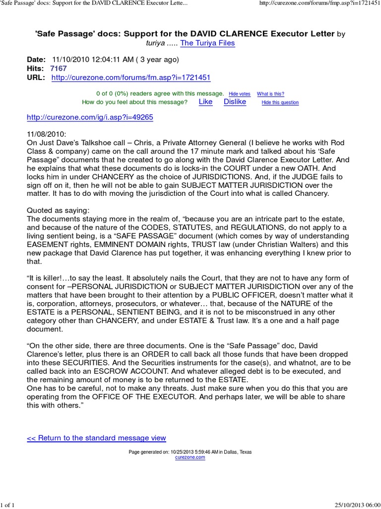'Safe Passage' docs_ Support for the DAVID CLARENCE Executor Letter at ...