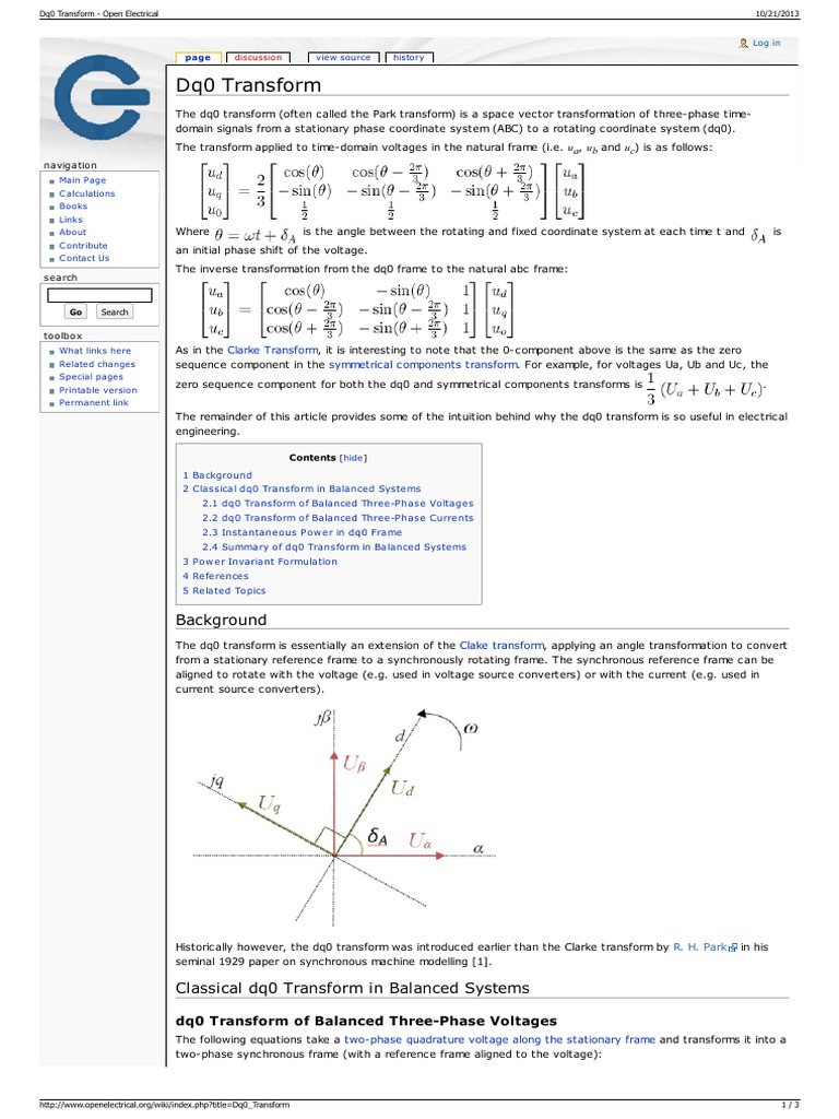 Dq0 Transform - Open Electrical PDF | PDF | Electrical Engineering ...
