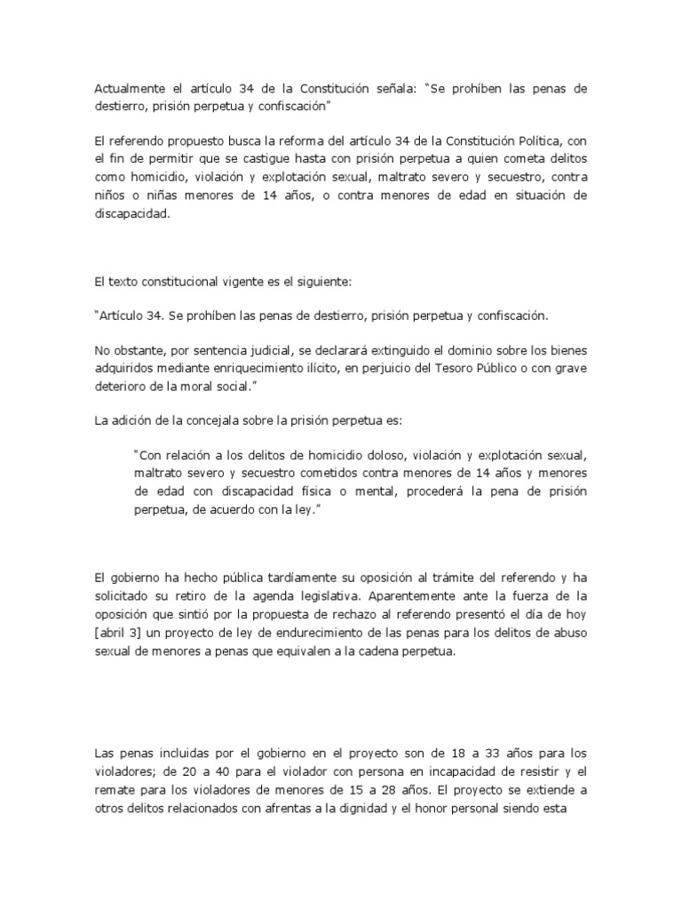 Actualmente El Artículo 34 de La Constitución Señala | PDF | Cadena ...