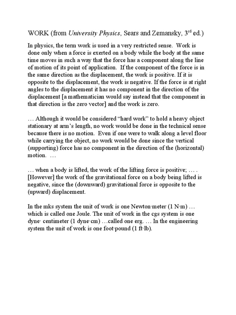 Definition of Work in Physics | PDF | Science & Mathematics