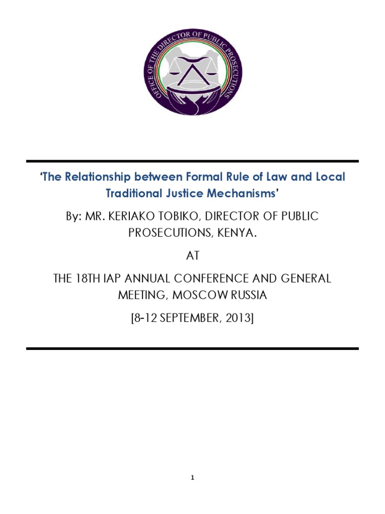 The Relationship Between Formal Rule of Law and Local Traditional ...