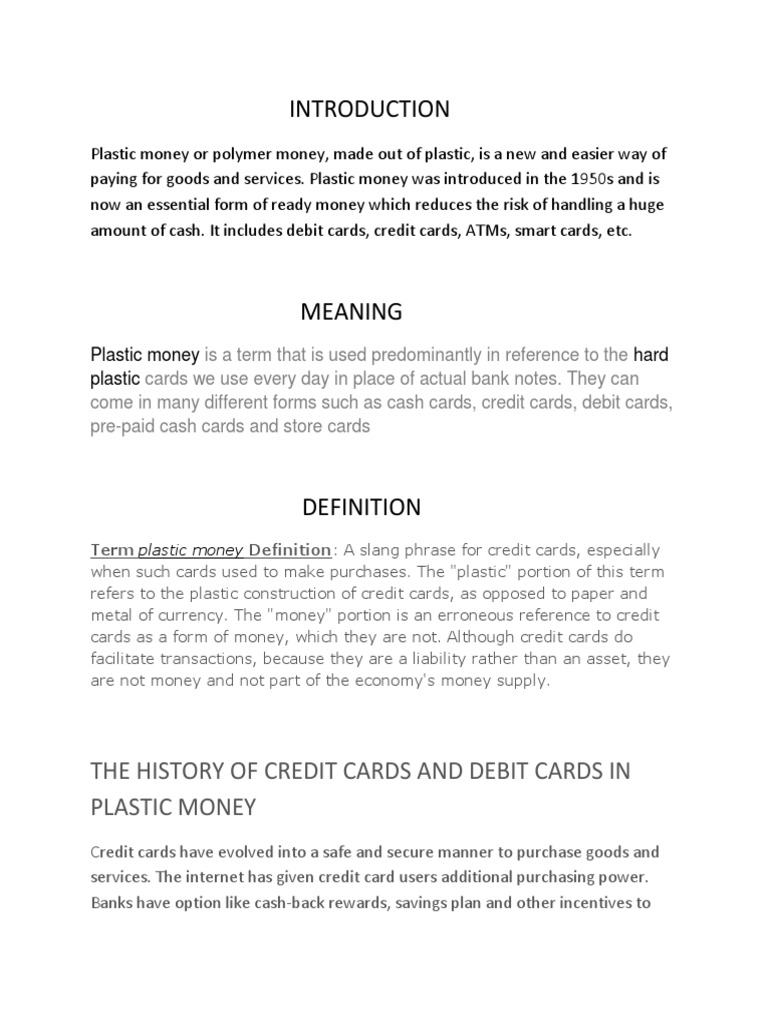 The History of Credit Cards and Debit Cards in Plastic Money | Download ...