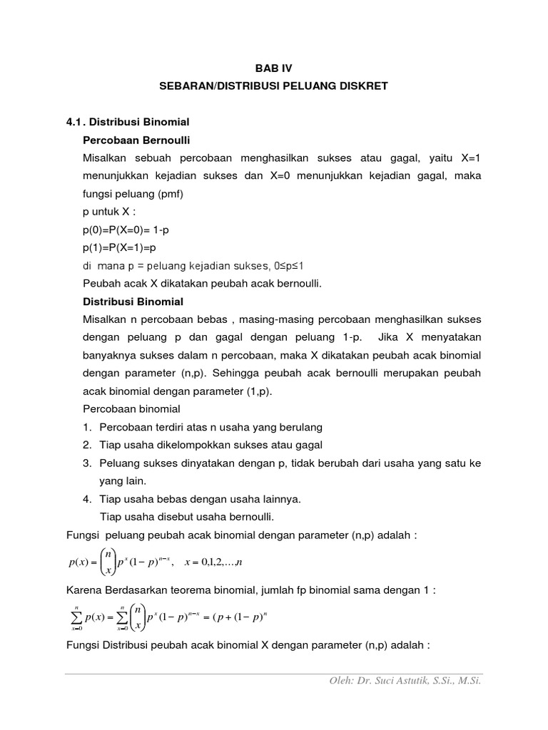 4 - Dan 5 Sebaran Peluang Diskrit Dan Kontinu | PDF