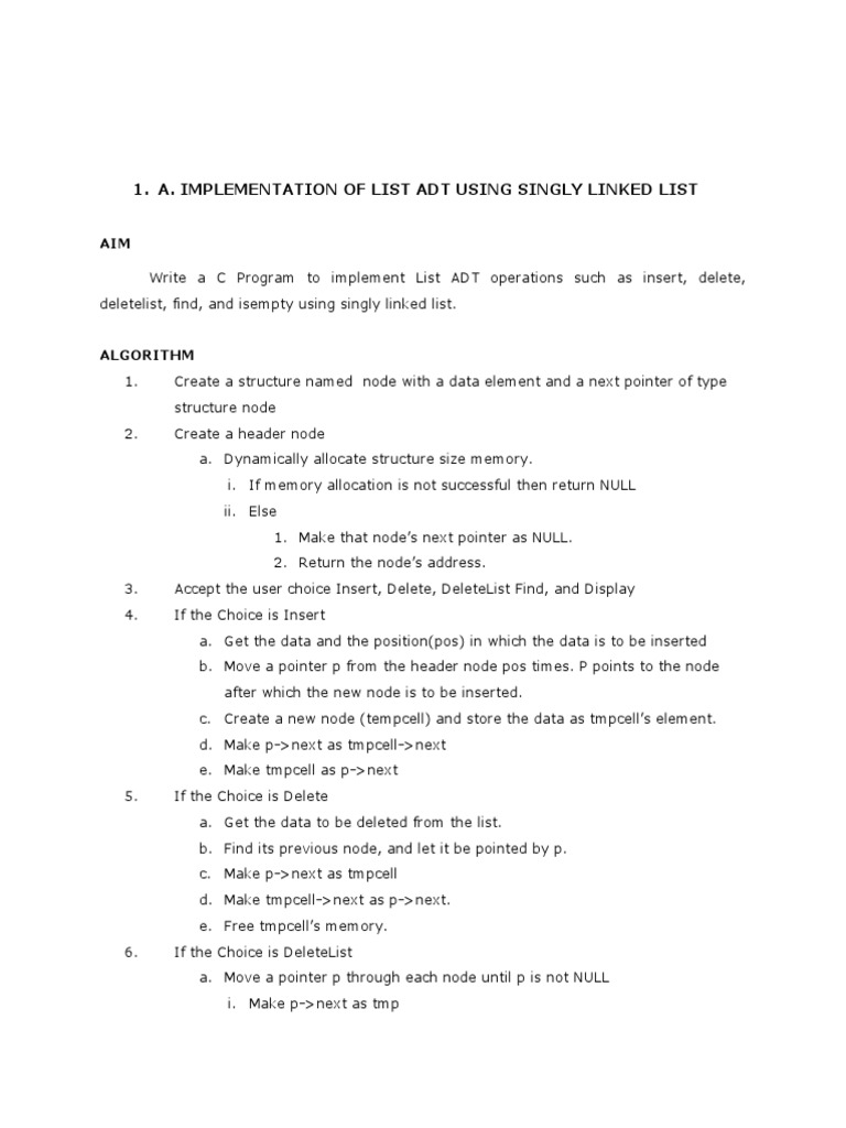 A. Implementation of List Adt Using Singly Linked List | PDF | Queue (Abstract Data Type ...