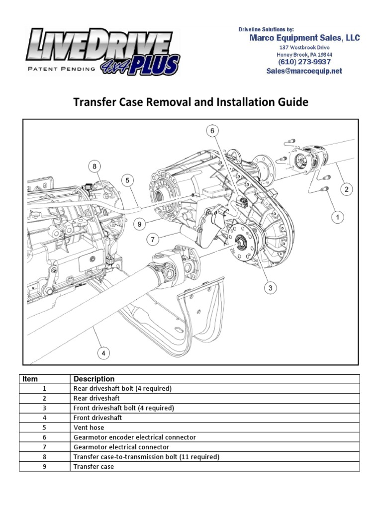 Transfer Case Removal and Installation Guide: Item Description | PDF ...