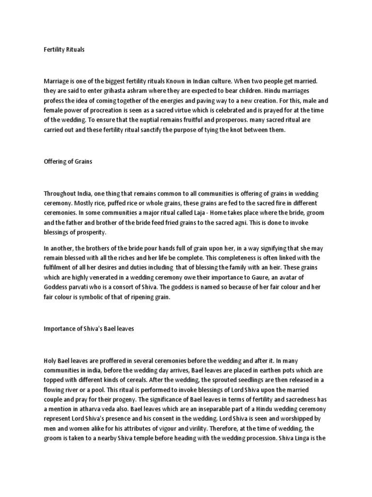 Fertility Rituals | PDF | Wedding | Shiva