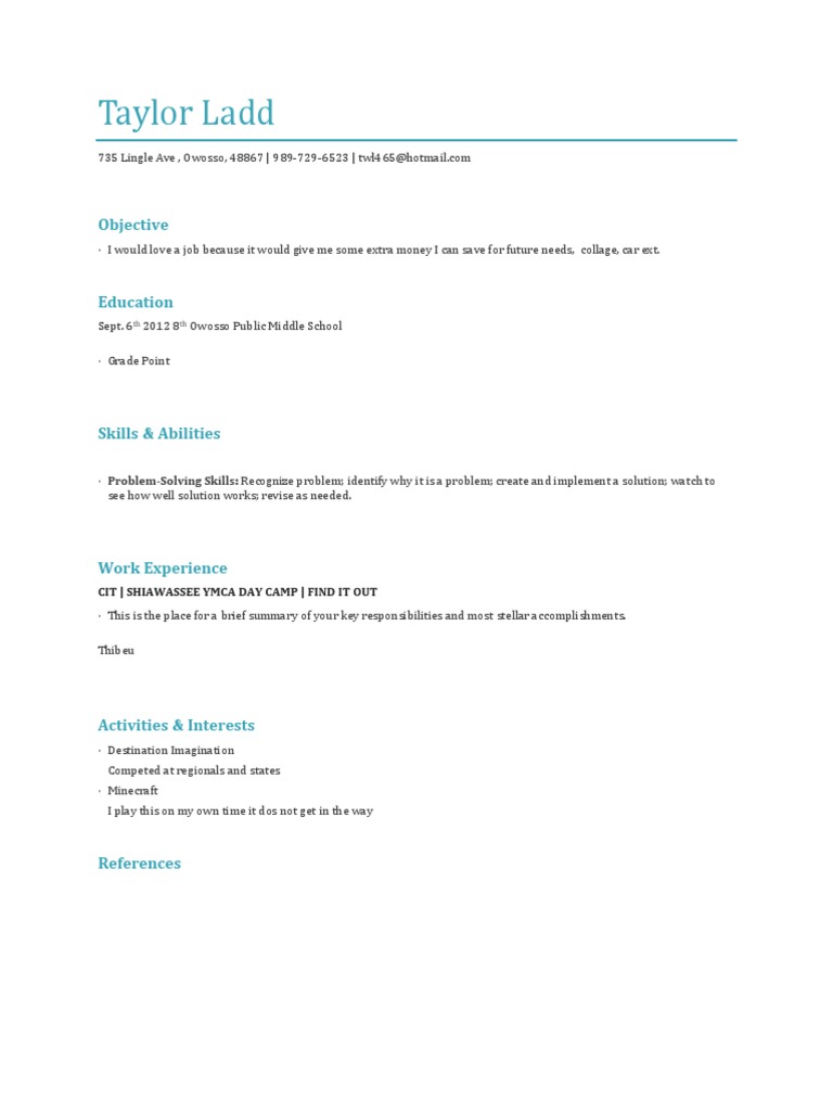 Taylor Ladd: Objective | PDF | Career & Growth