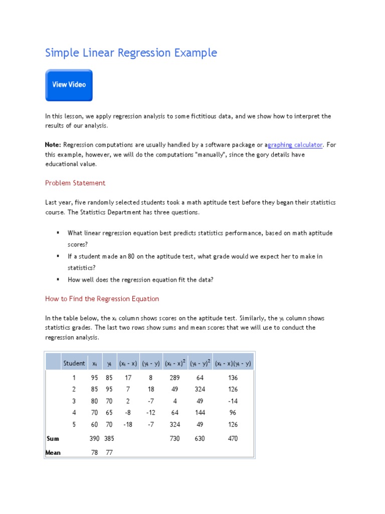 Simple Linear Regression Example | PDF | Regression Analysis ...