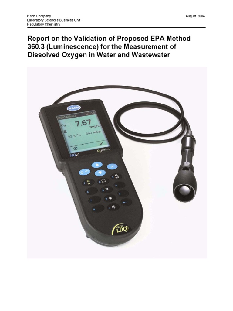L2478 EPA Method 360.3 (DO) Validation Report | PDF | Sewage Treatment ...