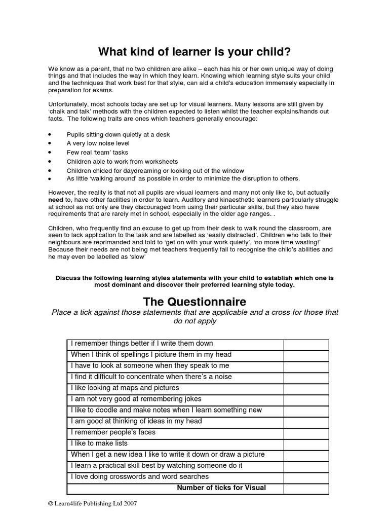 Learning Styles | PDF | Learning Styles | Classroom