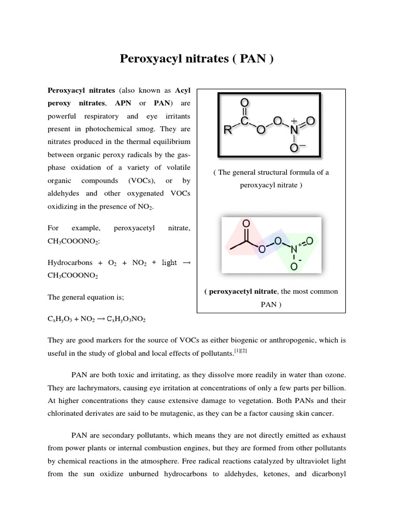 PAN (Peroksi Asetil Nitrat) | PDF | Nitrogen Dioxide | Nitrate