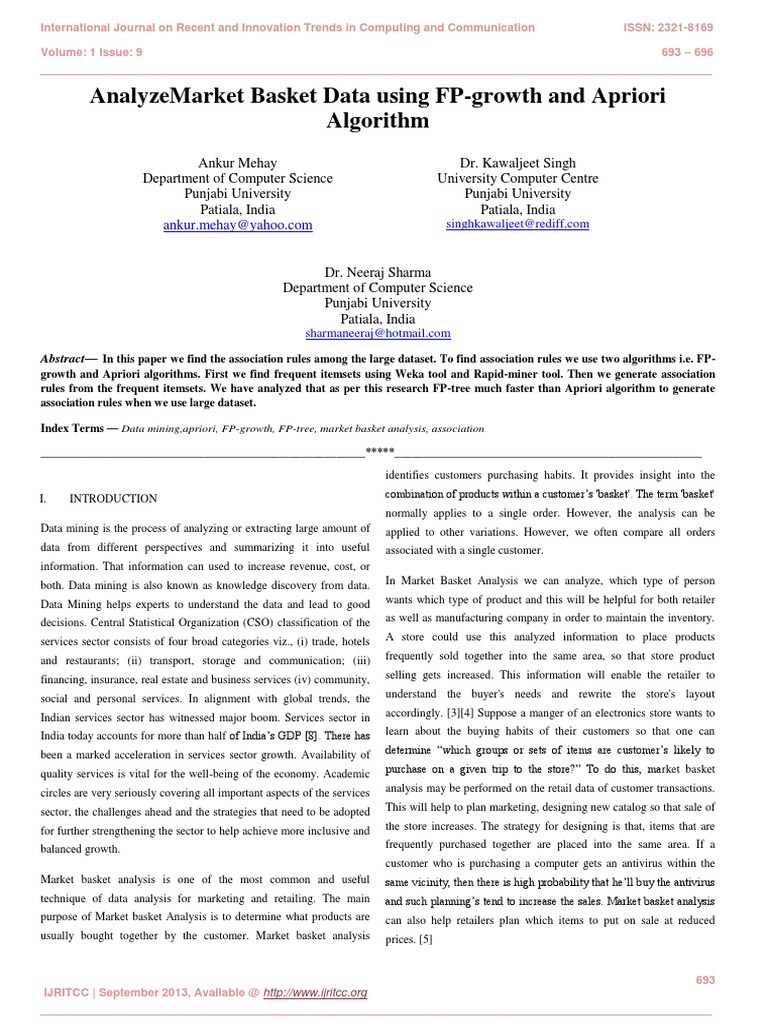 AnalyzeMarket Basket Data Using FP-growth and Apriori Algorithm | PDF ...