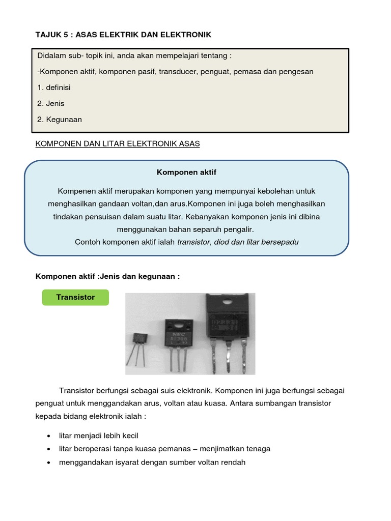 Komponen Dan Litar Elektronik Asas | PDF