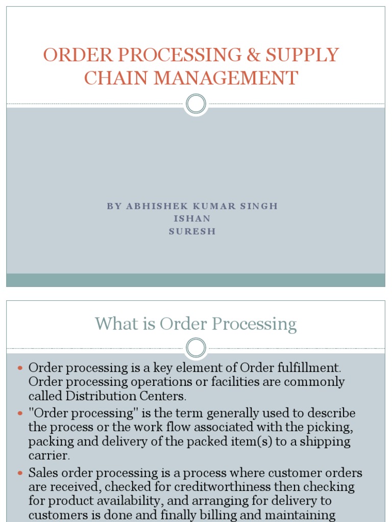 Order Processing And Supply Chain Management Pdf Supply Chain