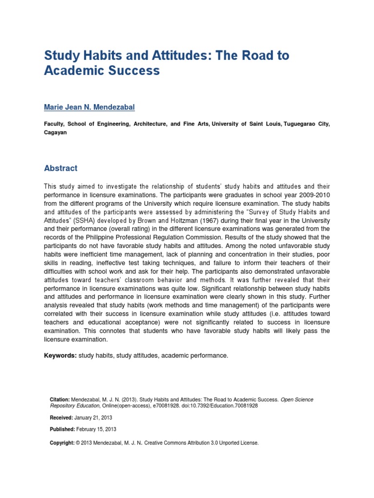 Study Habits and Attitudes Local | PDF | Test (Assessment) | Attitude ...