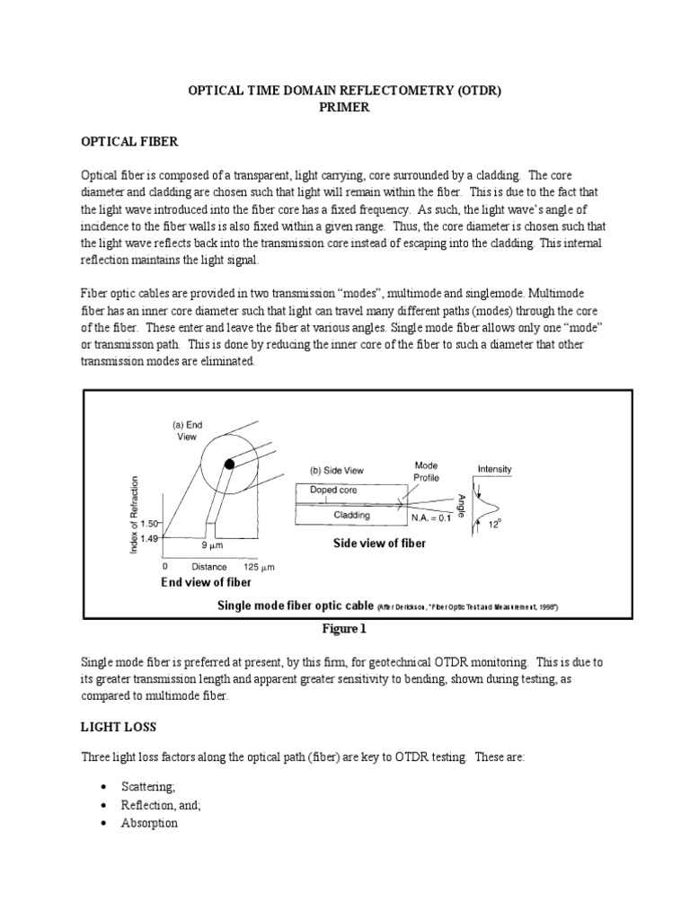 Optical - Time Domain Reflectometry PDF | PDF | Attenuation | Optical Fiber