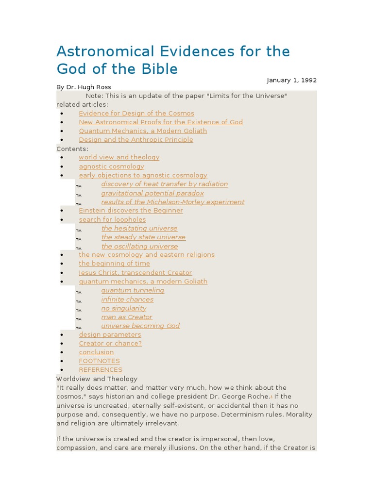 Astronomical Evidences For The God of The Bible | PDF | General ...