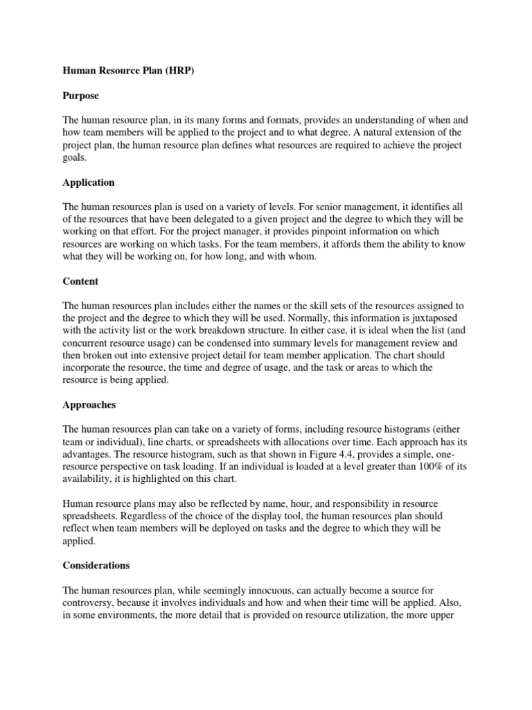 Human Resource Plan (HRP) Purpose | PDF | Competence (Human Resources ...