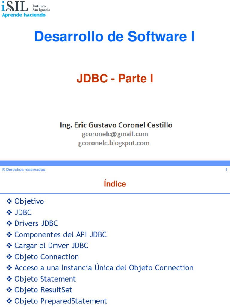 Sem03a JDBC Parte I | PDF | Java (lenguaje de programación) | SQL